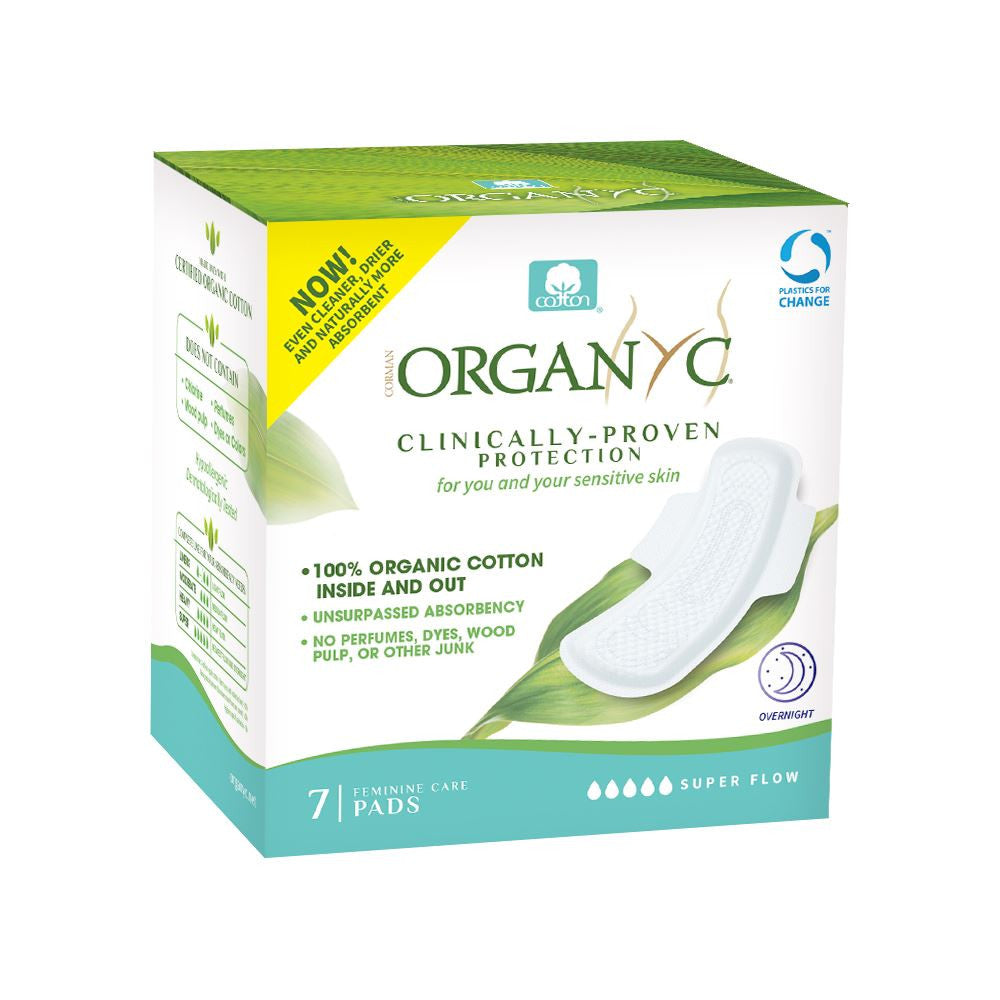 Organyc Overnight Period Pads (Wings) Super Flow - 7 Pads | Vitamin Planet